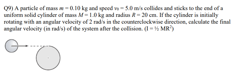 Solved Q9) A particle of mass m = 0.10 kg and speed vo = 5.0 | Chegg.com