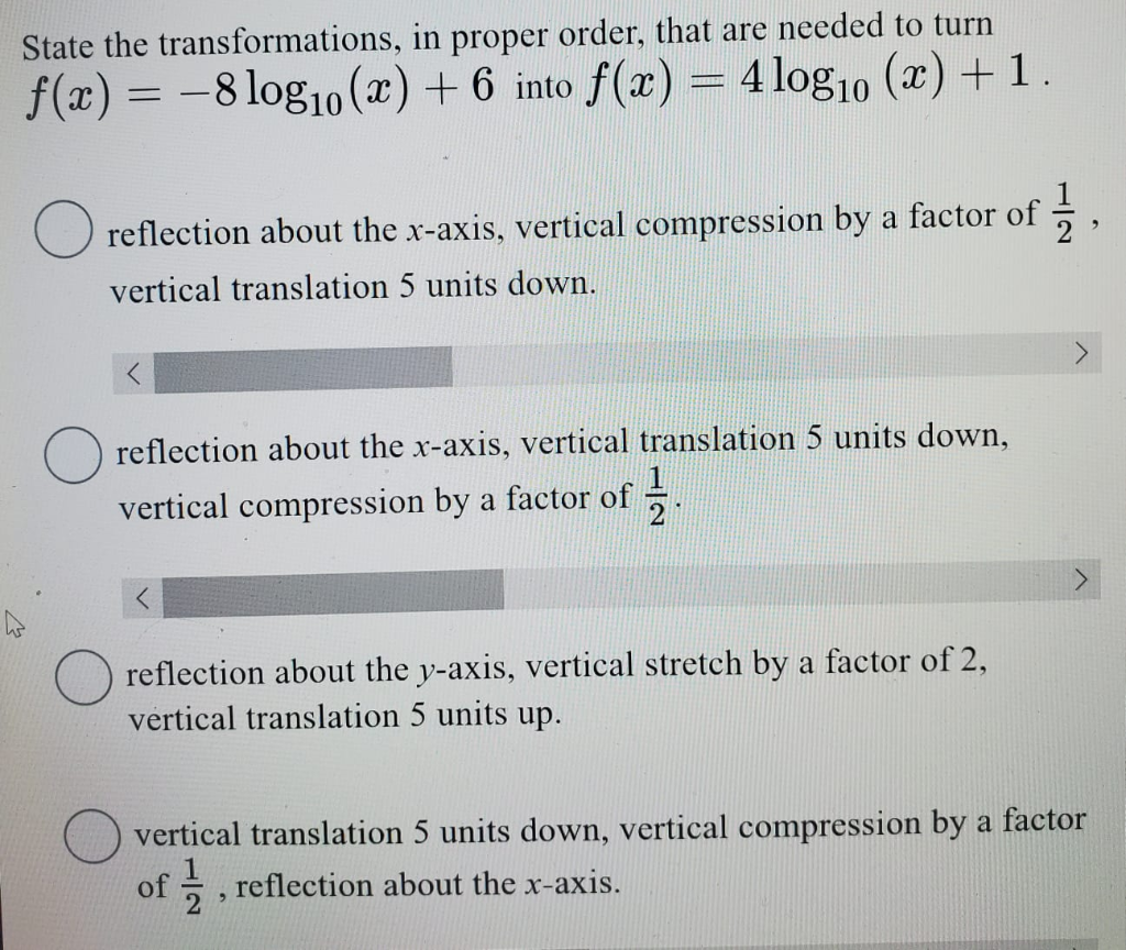 Solved State the transformations, in proper order, that are | Chegg.com