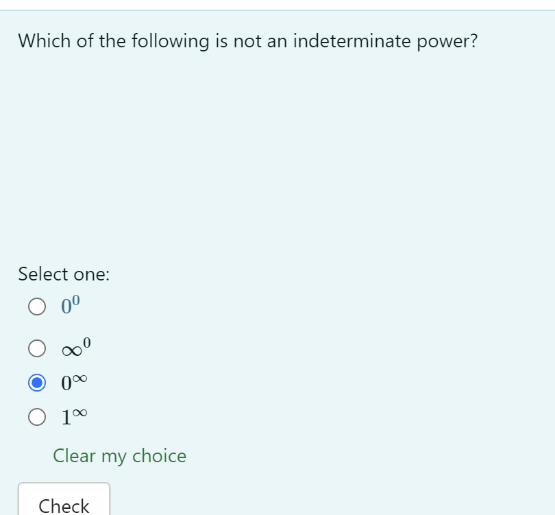 Solved Which of the following is not an indeterminate power? | Chegg.com