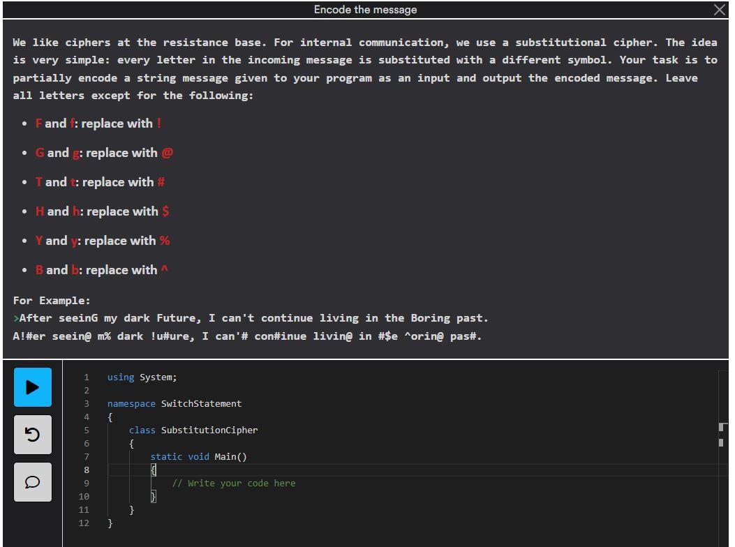 Solved Encode the message Use c#, Use the same system, | Chegg.com