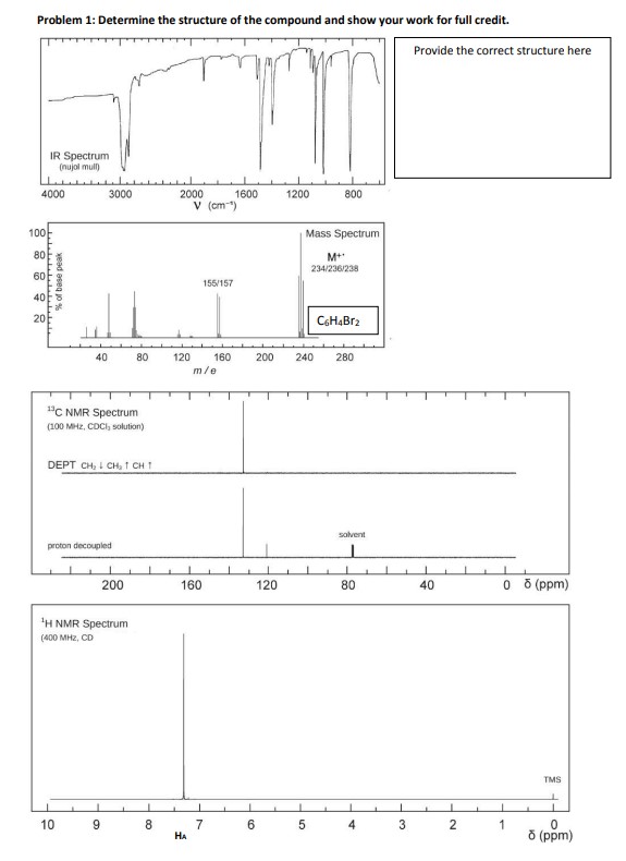 Solved Problem 1: Determine the structure of the compound | Chegg.com