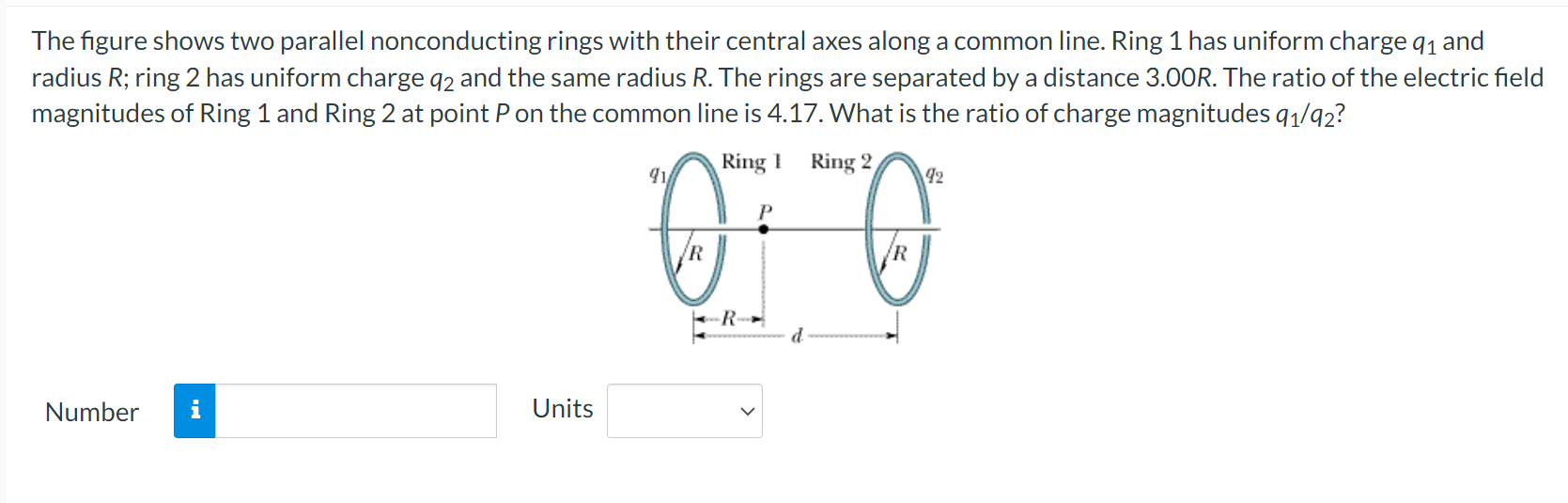 Solved The figure shows two parallel nonconducting rings | Chegg.com