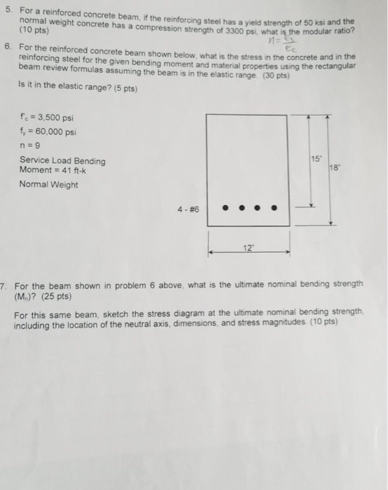 Solved 5. For a reinforced concrete beam,if the reinforcing | Chegg.com
