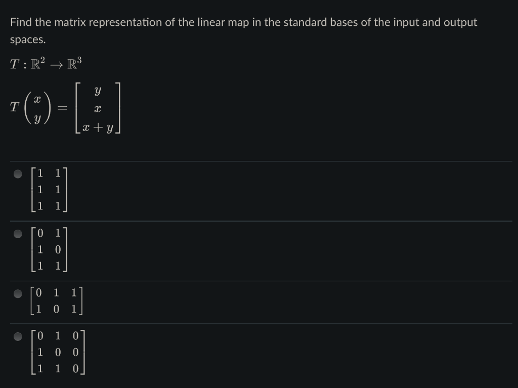 Solved Find the matrix representation of the linear map in | Chegg.com