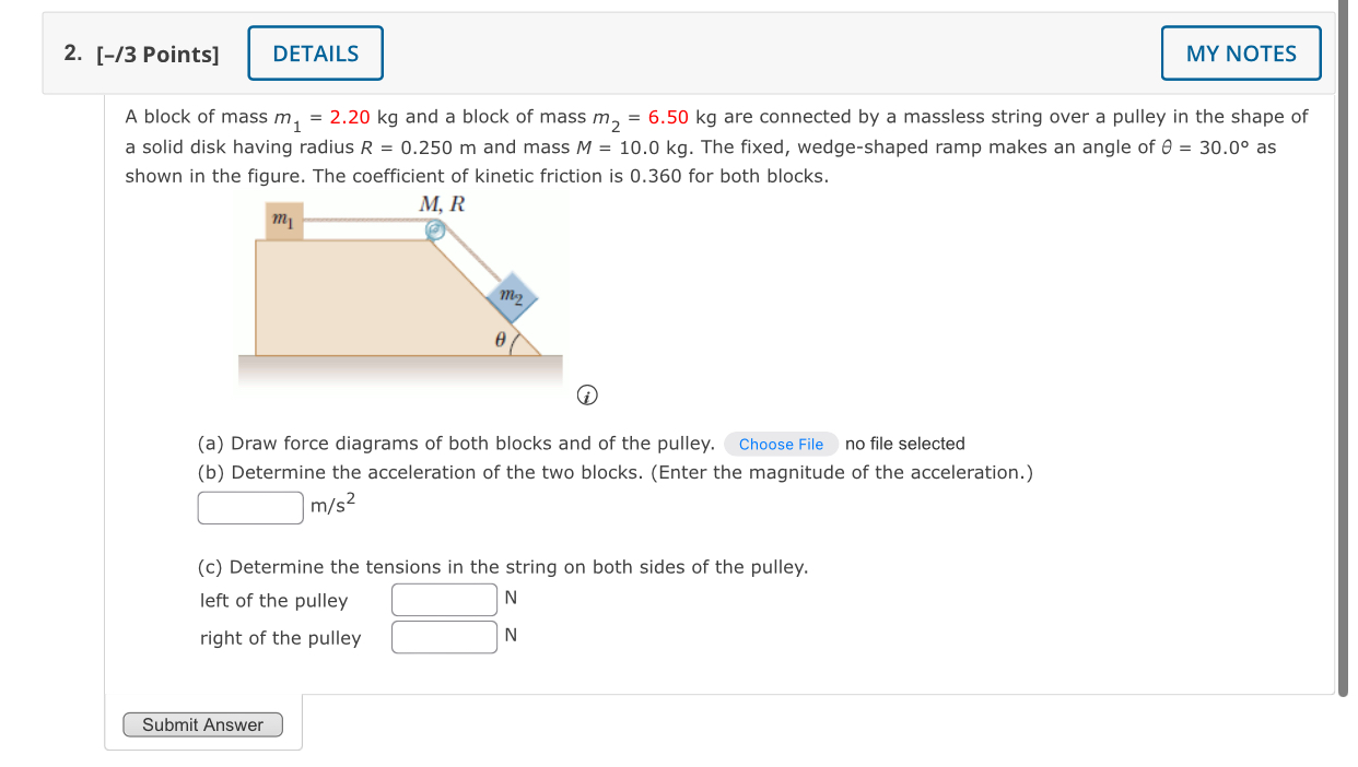 Solved A block of mass m1=2.20 kg and a block of mass | Chegg.com