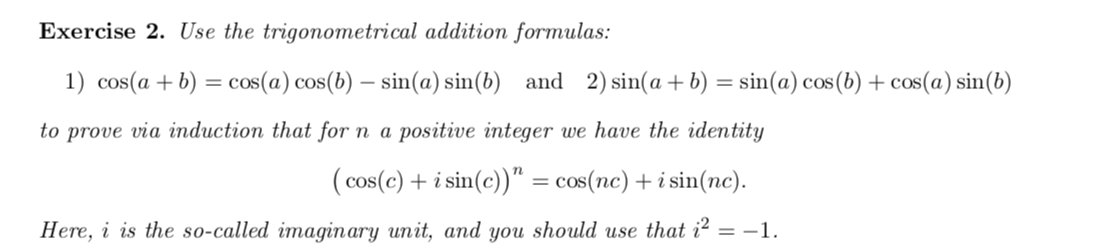 Solved Exercise 2. Use the trigonometrical addition | Chegg.com