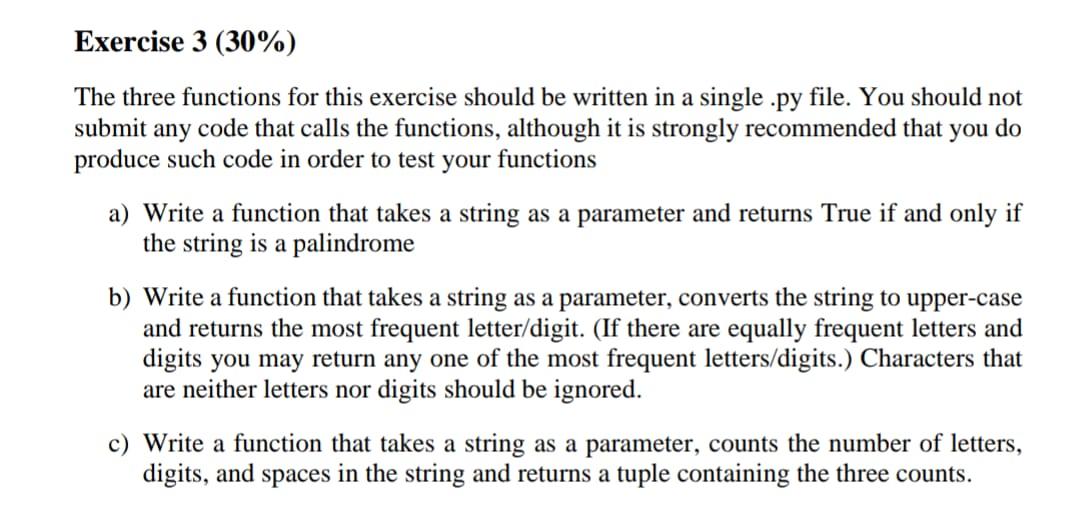 Solved Exercise 3 30 The Three Functions For This
