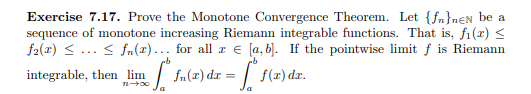 Solved Exercise 7.17. Prove the Monotone Convergence | Chegg.com