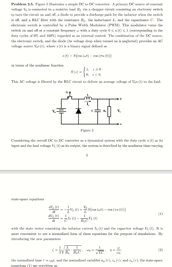 Problem 2.5. Figure 5 illustrates a simple DC to DC | Chegg.com