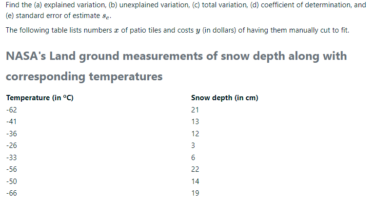 Find the (a) explained variation, (b) unexplained | Chegg.com