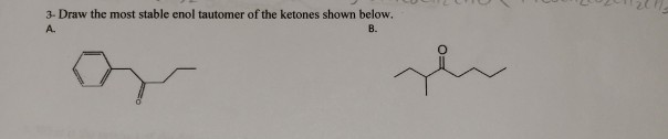 Solved 3- Draw the most stable enol tautomer of the ketones | Chegg.com
