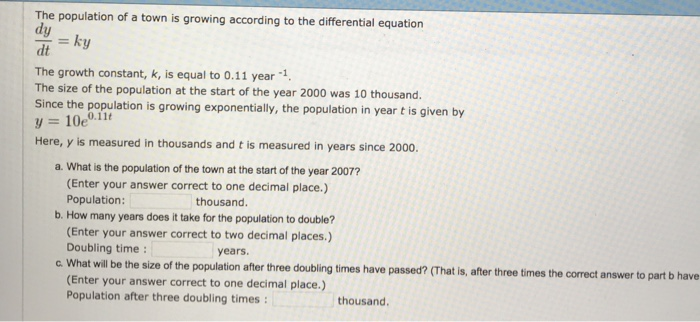 Solved The population of a town is growing according to the | Chegg.com