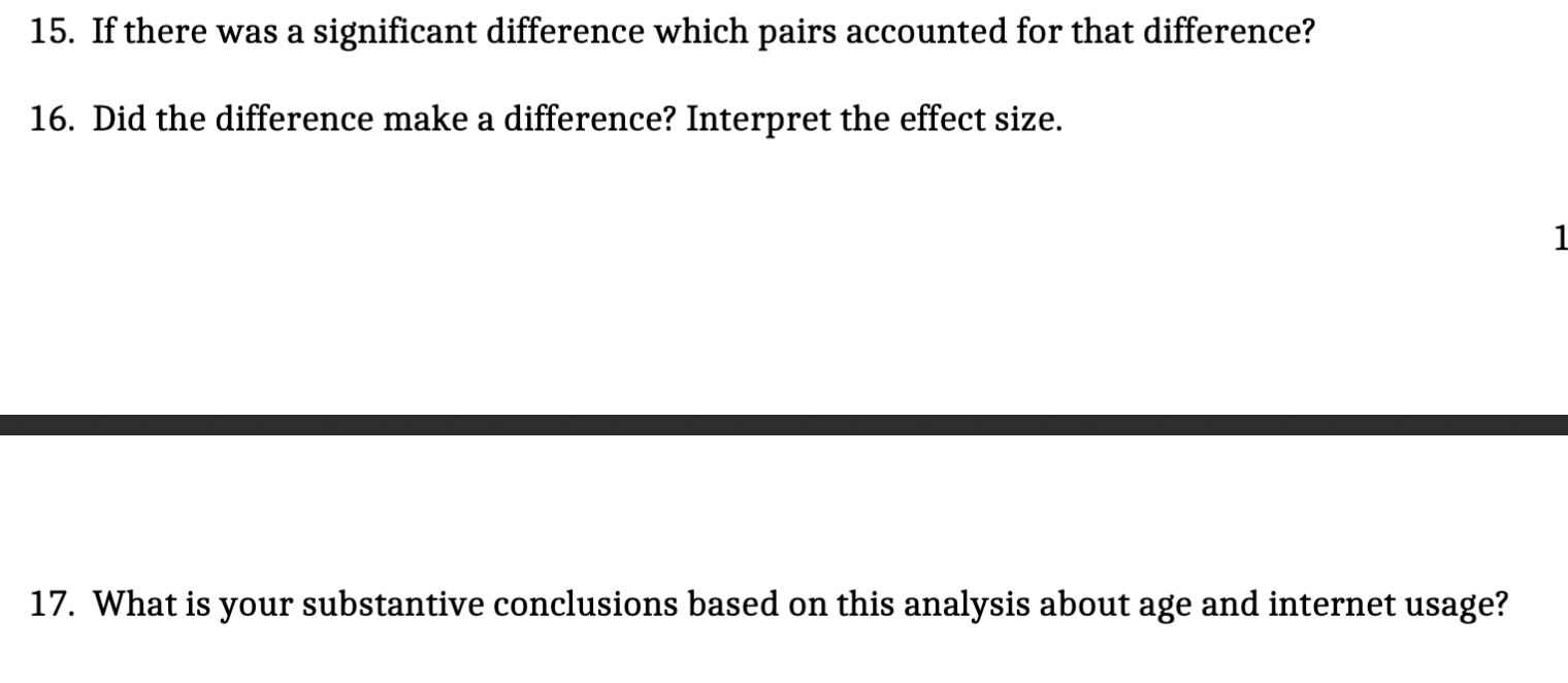 15. If there was a significant difference which pairs | Chegg.com