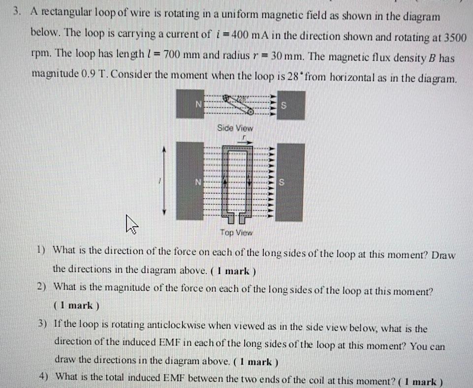 Solved 3. A rectangular loop of wire is rotating in a | Chegg.com