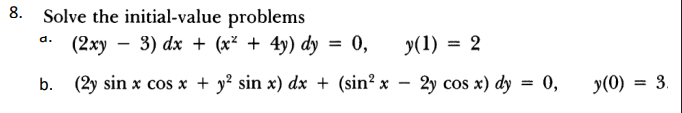 Solved 8. Solve the initial-value problems a. | Chegg.com