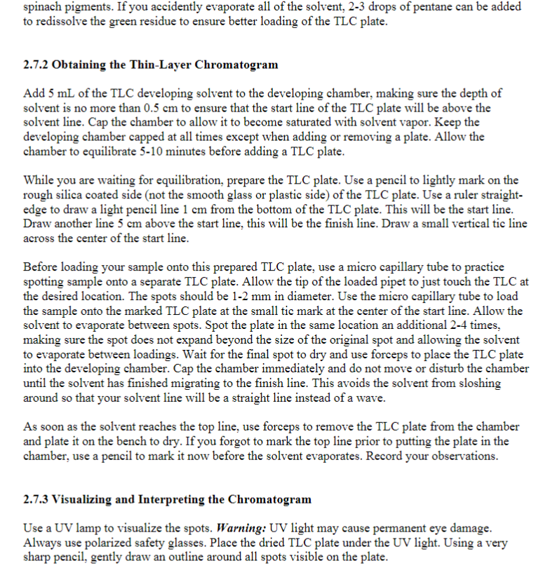 Solved 2.7 Procedure for TLC Analysis Obtain a TLC plates. | Chegg.com