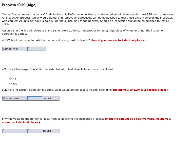 Solved Problem 10-19 (Algo) Output from a process contains | Chegg.com