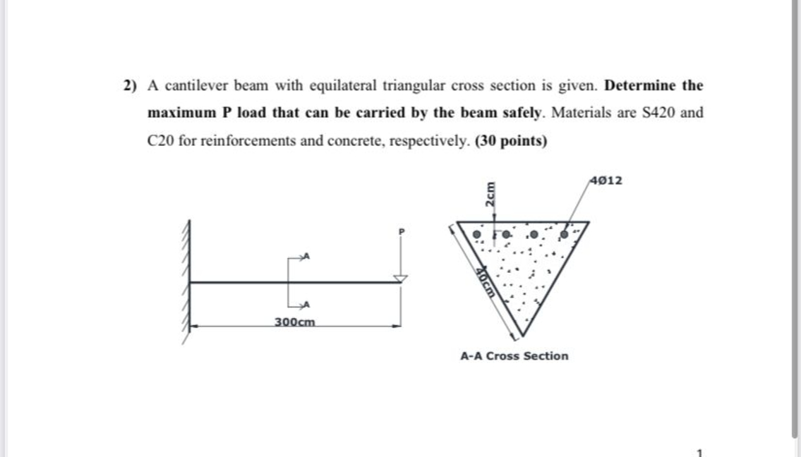 Solved 2) ﻿A cantilever beam with equilateral triangular | Chegg.com