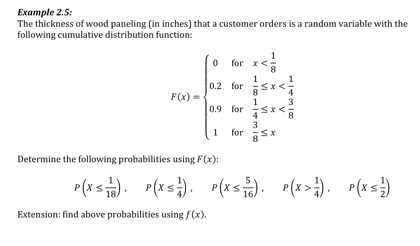 Solved Example 2.5:The thickness of wood paneling (in | Chegg.com