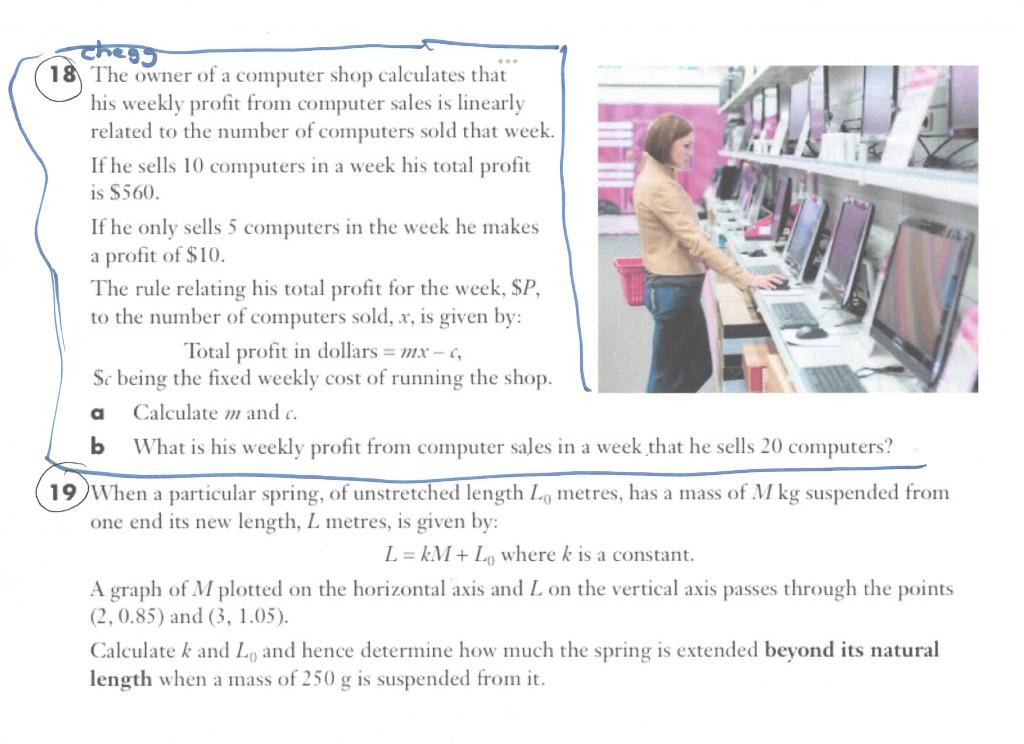 Solved 8 The owner of a computer shop calculates that his | Chegg.com