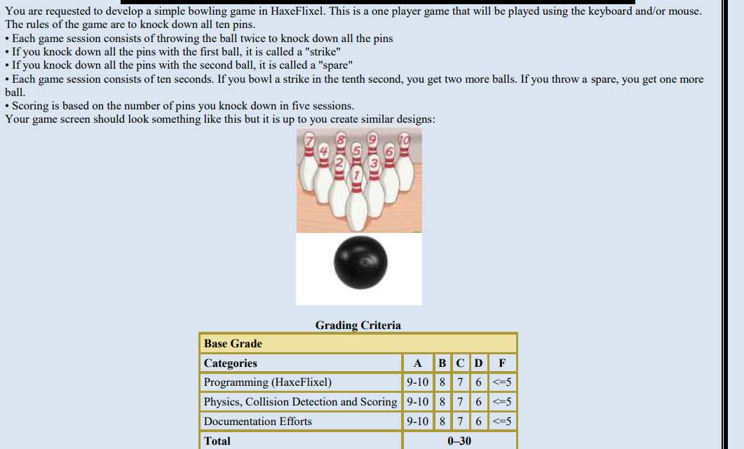 Solved You are requested to develop a simple bowling game in | Chegg.com