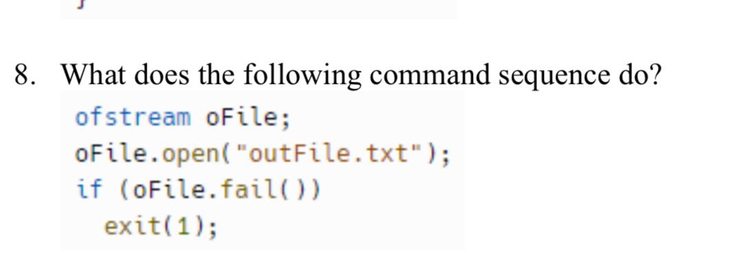 Solved Given the lines of code in problem 8., write | Chegg.com
