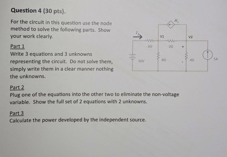 Solved Question 4 (30 pts). For the circuit in this question | Chegg.com Solved Question 4 (30 pts). For the circuit in this question | Chegg.com