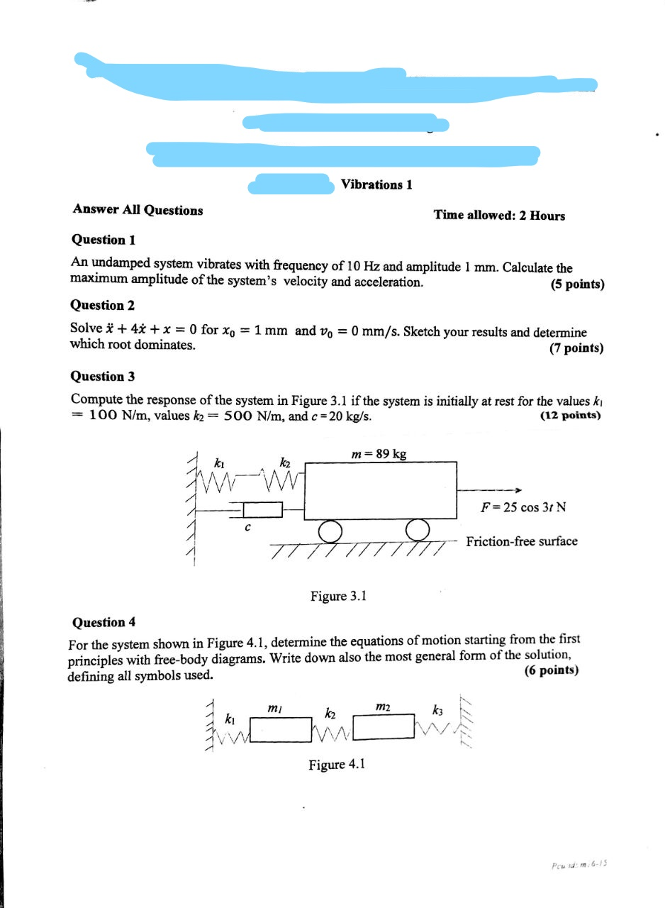 Solved Vibrations 1 Answer All Questions Time allowed: 2 | Chegg.com