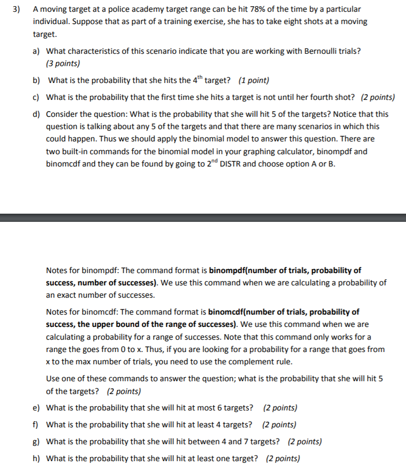 Solved 3) A moving target at a police academy target range | Chegg.com