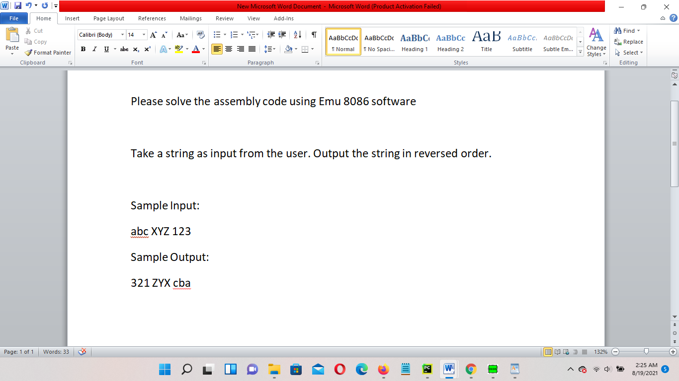 Solved Please solve the assembly code using Emu 8086 | Chegg.com