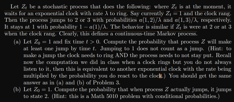 Solved Let Zt be a stochastic process that does the | Chegg.com