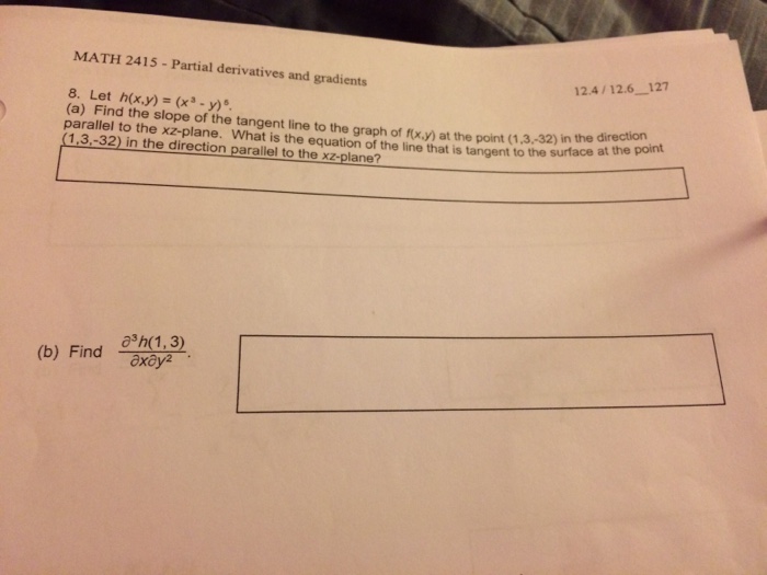 MATH 2415- Partial derivatives and gradients | Chegg.com