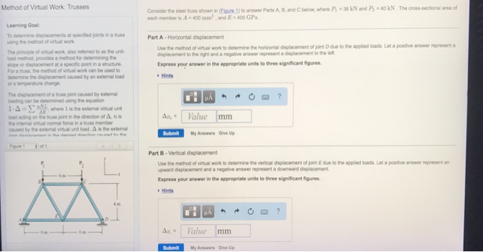 Solved Method of Virtual Work: Trusses sky adhs0 | Chegg.com