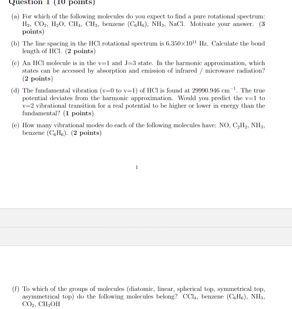 Solved Question 1 (10 points) (a) For which of the following | Chegg.com