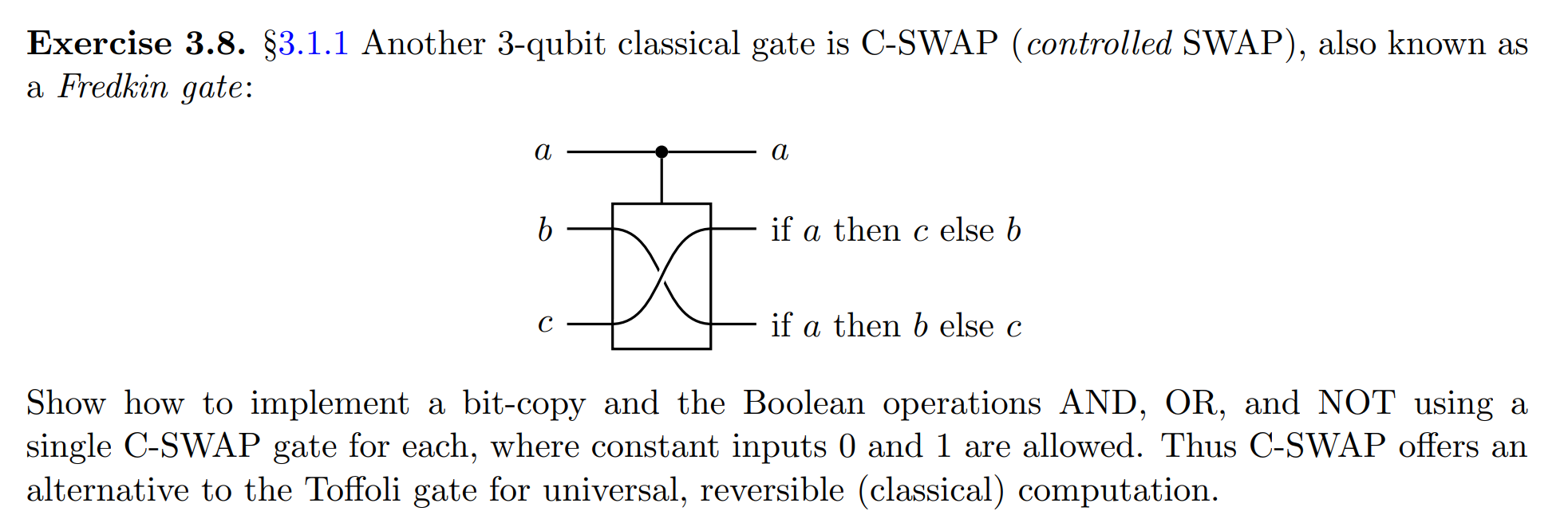 Solved Exercise 3.8. §3.1.1 Another 3-qubit classical gate | Chegg.com