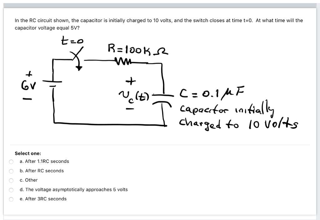 Solved In the RC circuit shown, the capacitor is initially | Chegg.com