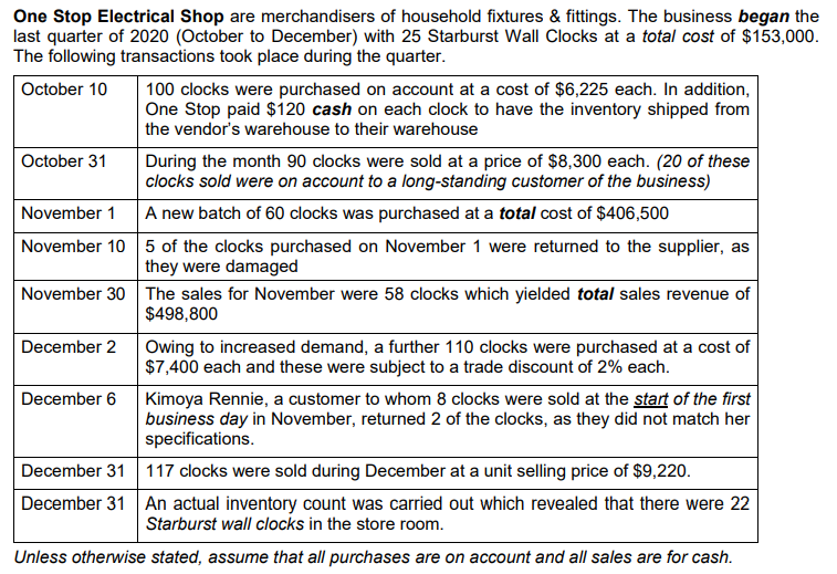 One Stop Electrical Shop are merchandisers of | Chegg.com
