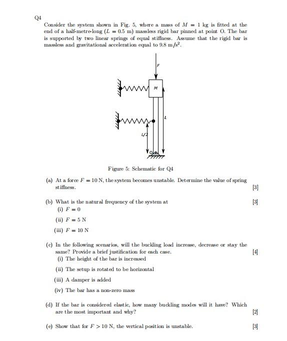 Consider the system shown in Fig. 5, where a mass of | Chegg.com