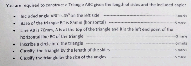 Solved You are required to construct a Triangle ABC given | Chegg.com