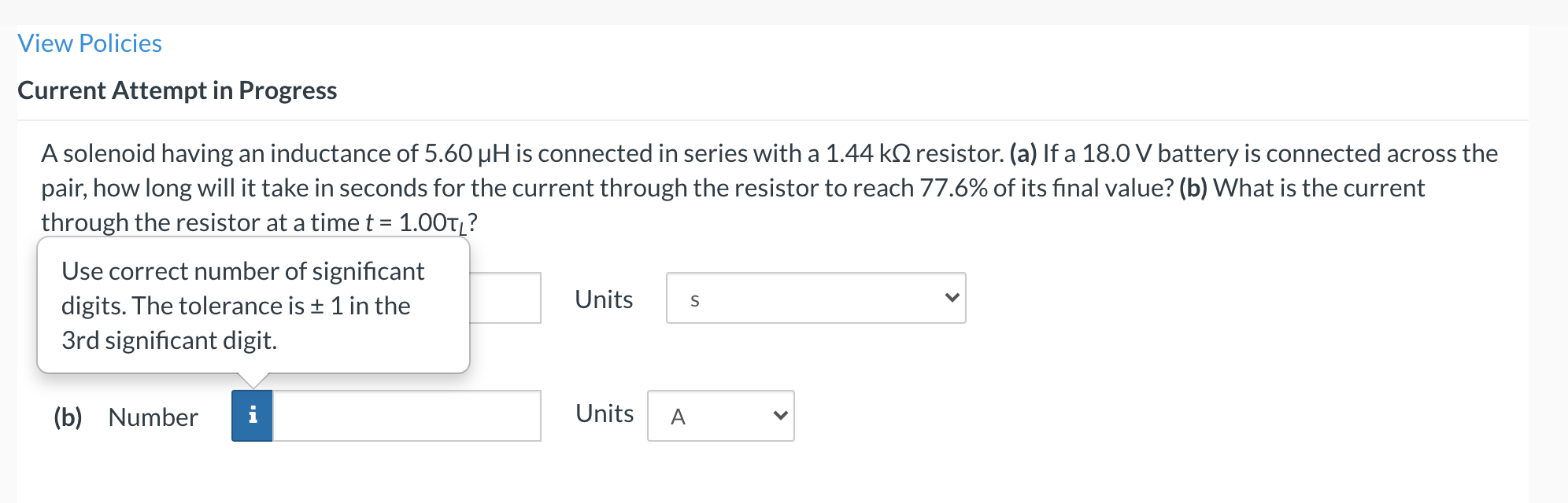 Solved View Policies Current Attempt in Progress A solenoid | Chegg.com