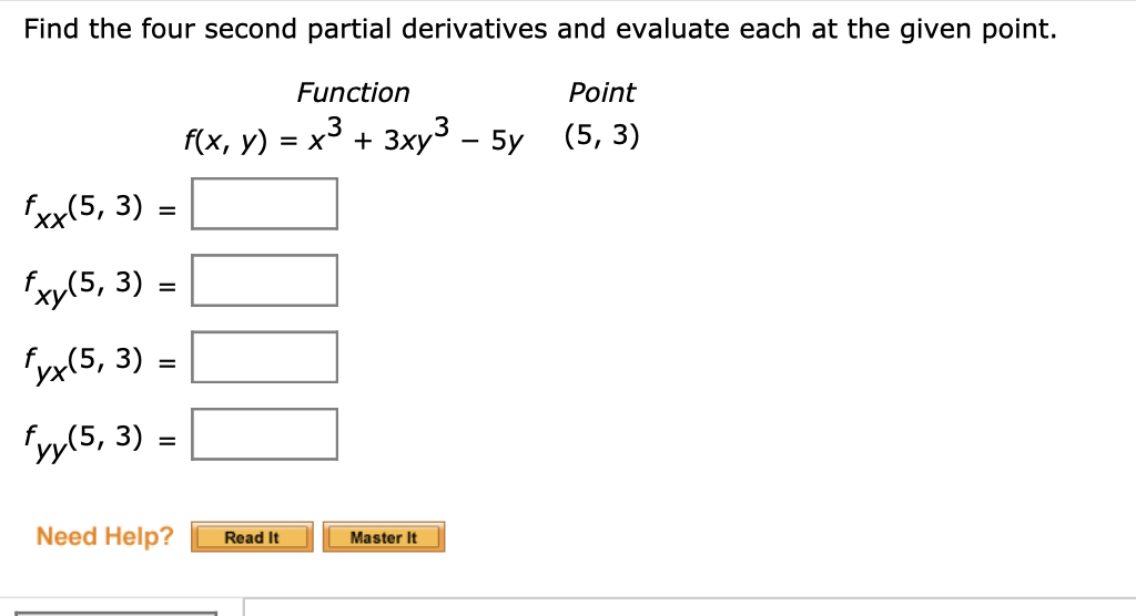Solved Find the four second partial derivatives and evaluate | Chegg.com