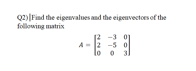 Solved Q2)|Find the eigenvalues and the eigenvectors of the | Chegg.com