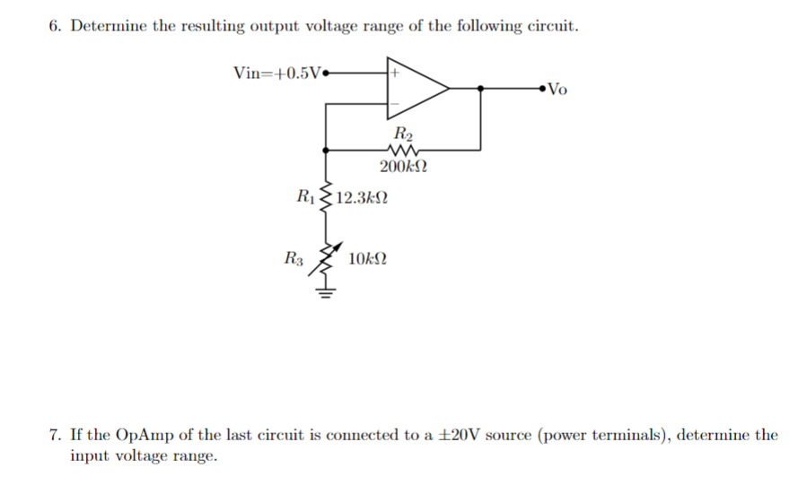 Solved 6. Determine the resulting output voltage range of | Chegg.com