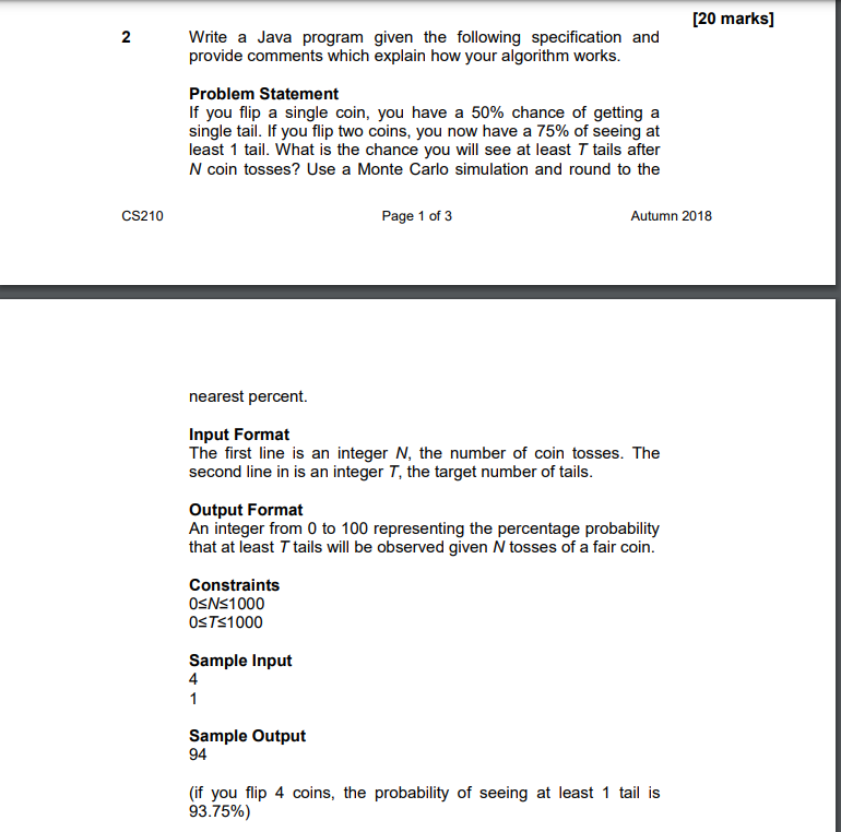 Solved 2 ﻿Write a Java program given the following | Chegg.com