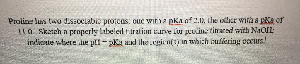 Solved Proline has two dissociable protons: one with a pKa | Chegg.com