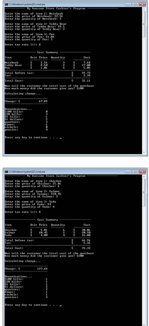 Solved Cashier Program Overview In this programming | Chegg.com