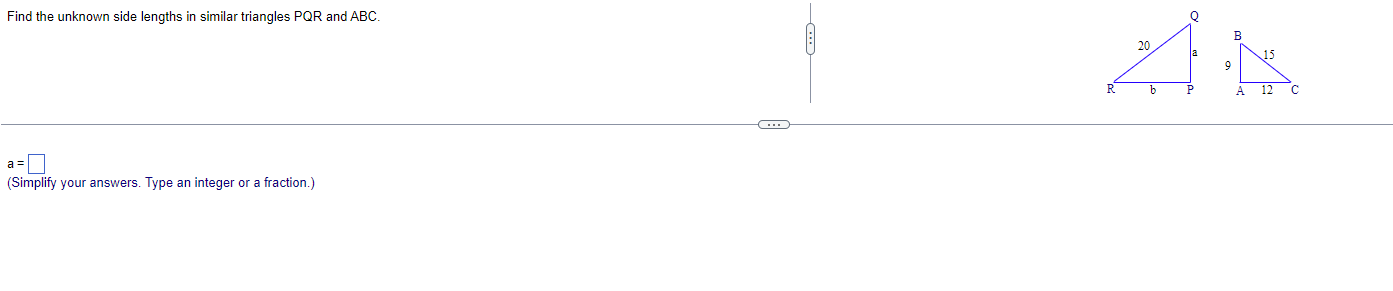 Solved Find the unknown side lengths in similar triangles | Chegg.com