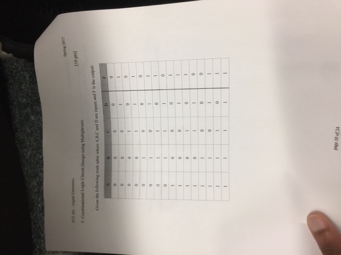 Solved [10 pts 5, Combinational Logic Circuit Design using | Chegg.com