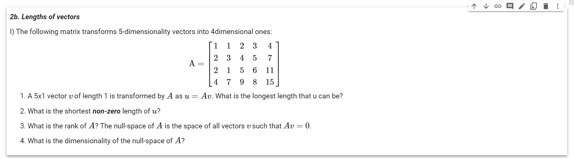 Solved I) The following matrix transforms 5 -dimensionality | Chegg.com