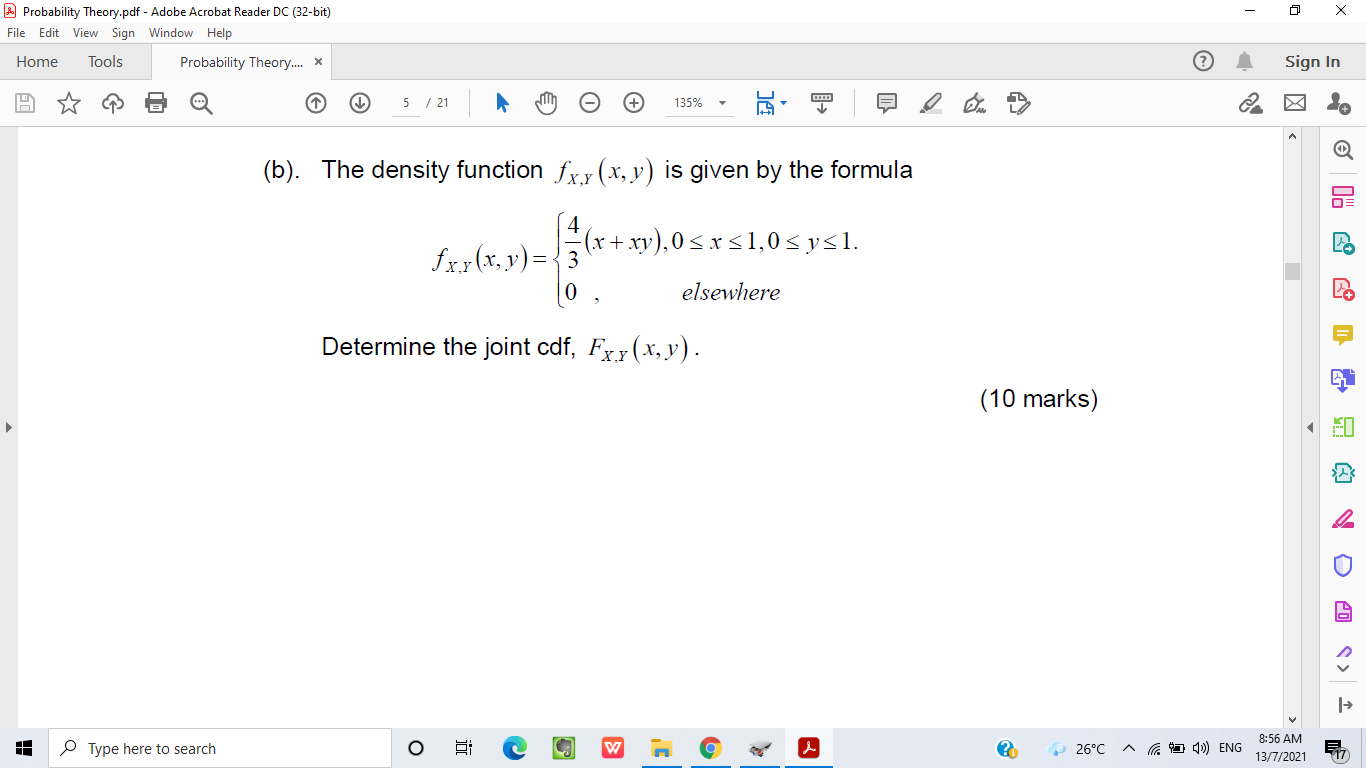 Solved - х Probability Theory.pdf - Adobe Acrobat Reader DC | Chegg.com